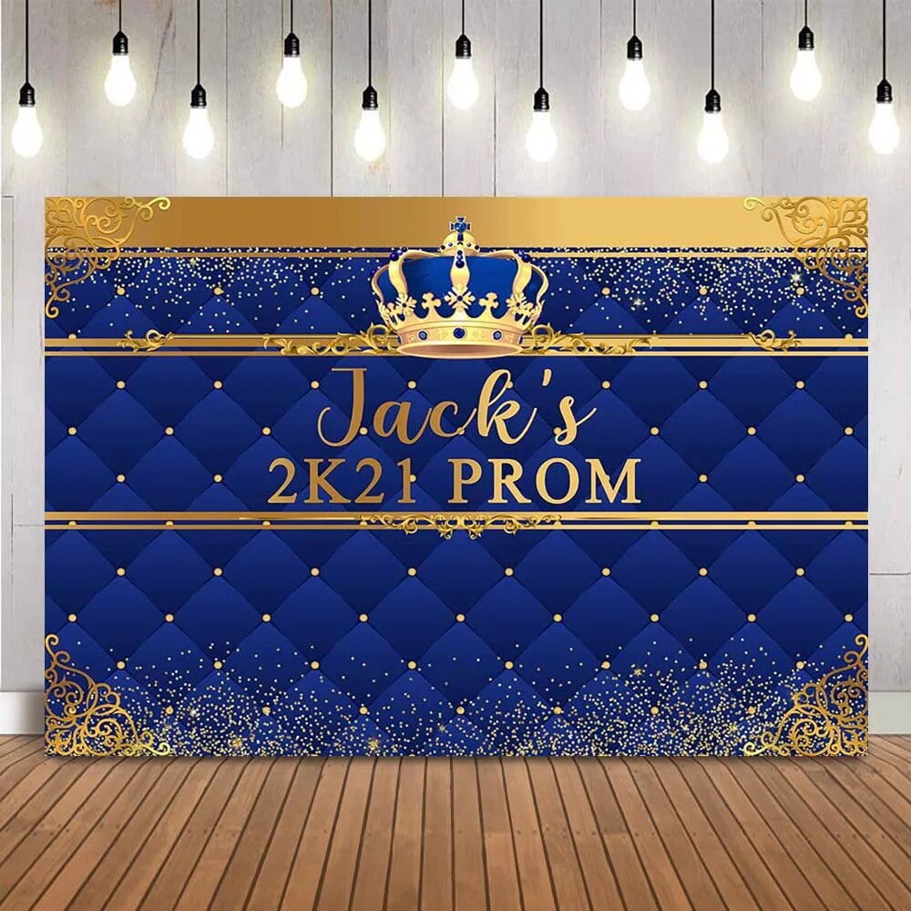 2K21 Prom Graduation Birthday Backdrop Blue and Gold Birthday Party ...