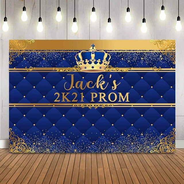 2K21 Prom Graduation Birthday Backdrop Blue and Gold Birthday Party ...