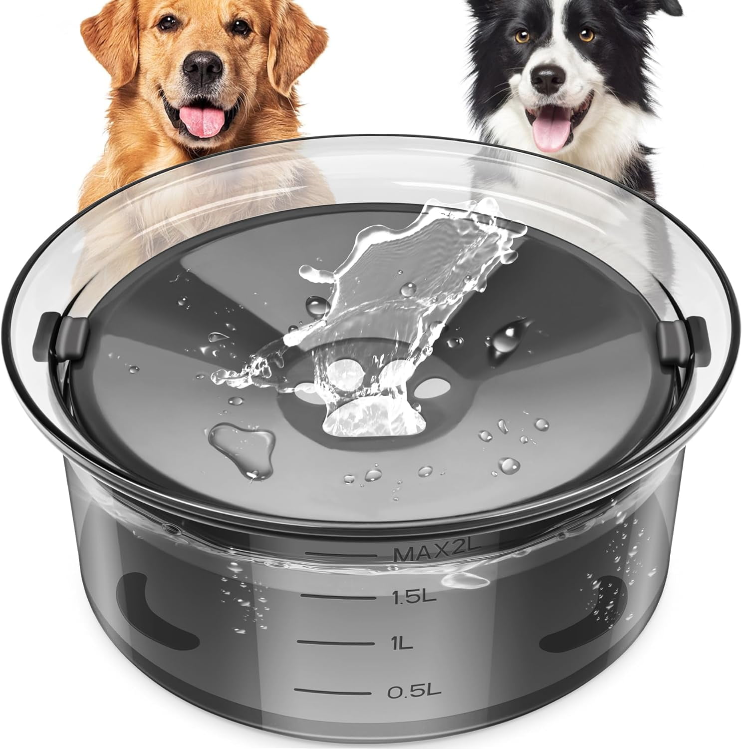 2L/70oz Dog Water Bowl No Spill Slow Water Feeder,Large Capacity Pet ...