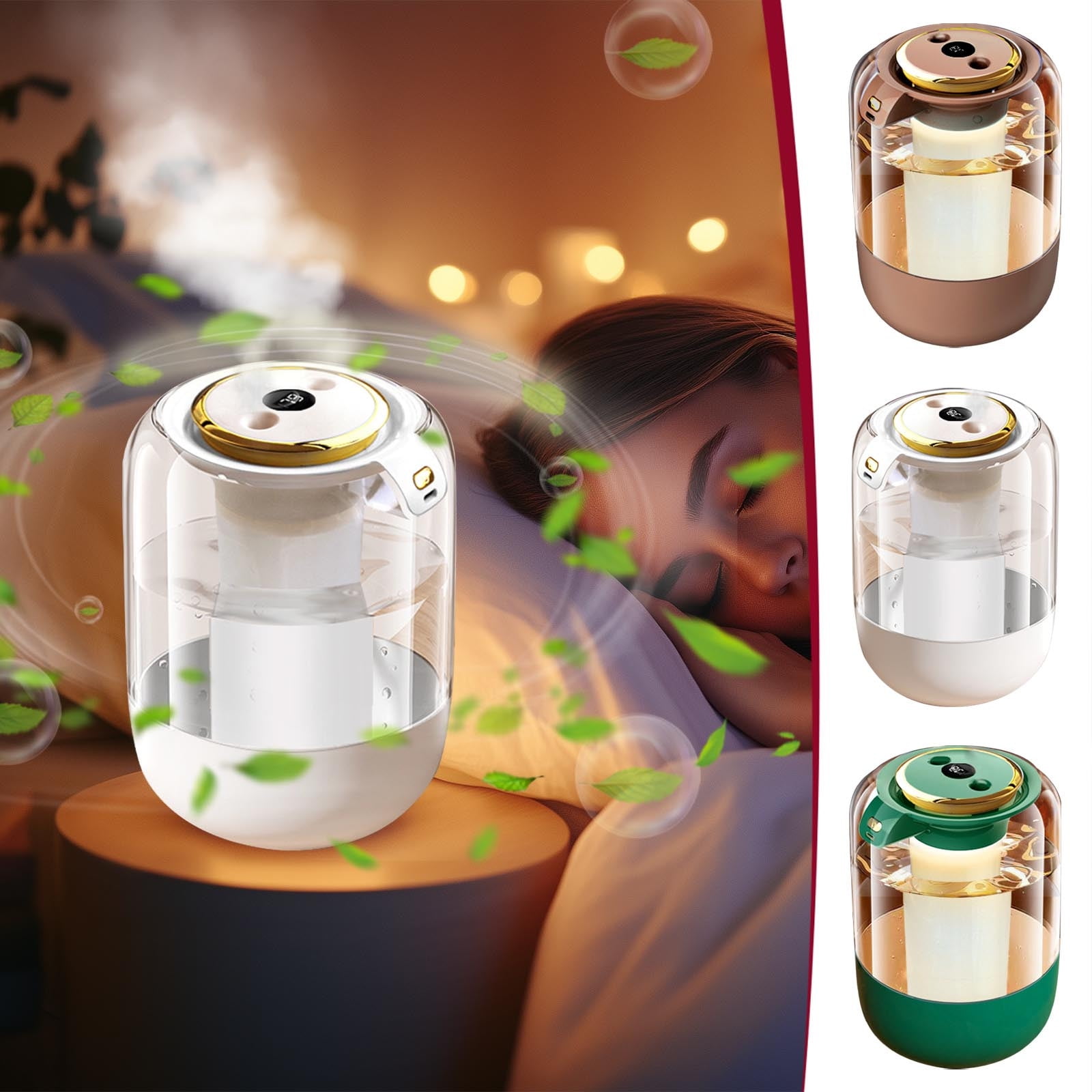 2L Dual-Spray USB Humidifier with Digital Display - High-Capacity Cool ...