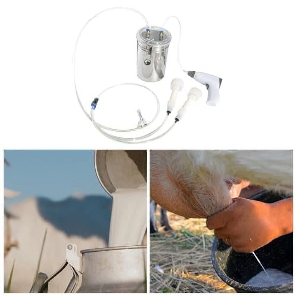 2L Electric Cow Milking Machine Kit Stainless Steel Bucket Double Head ...