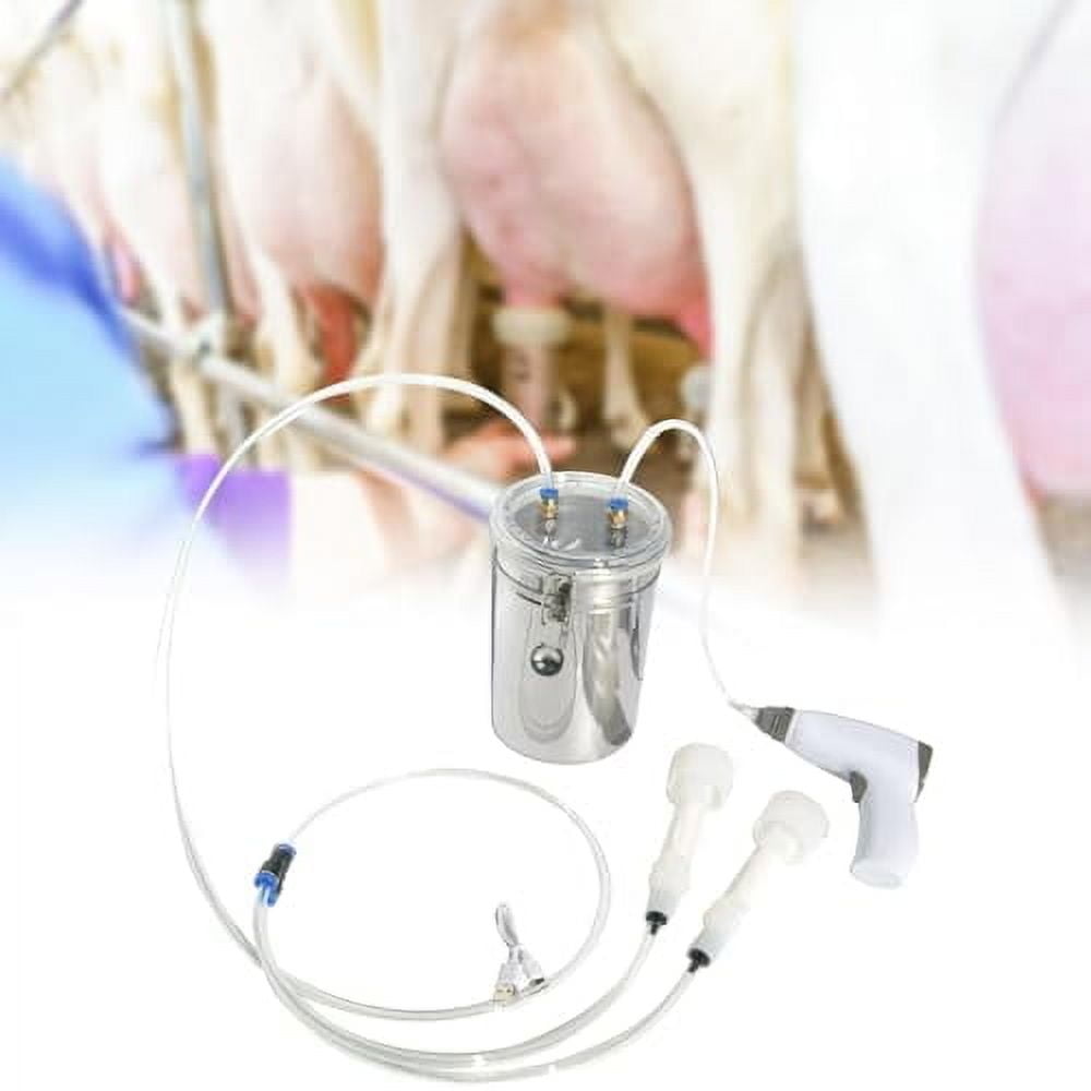 2L Electric Cow Milking Machine Kit Stainless Steel Bucket Double Head ...