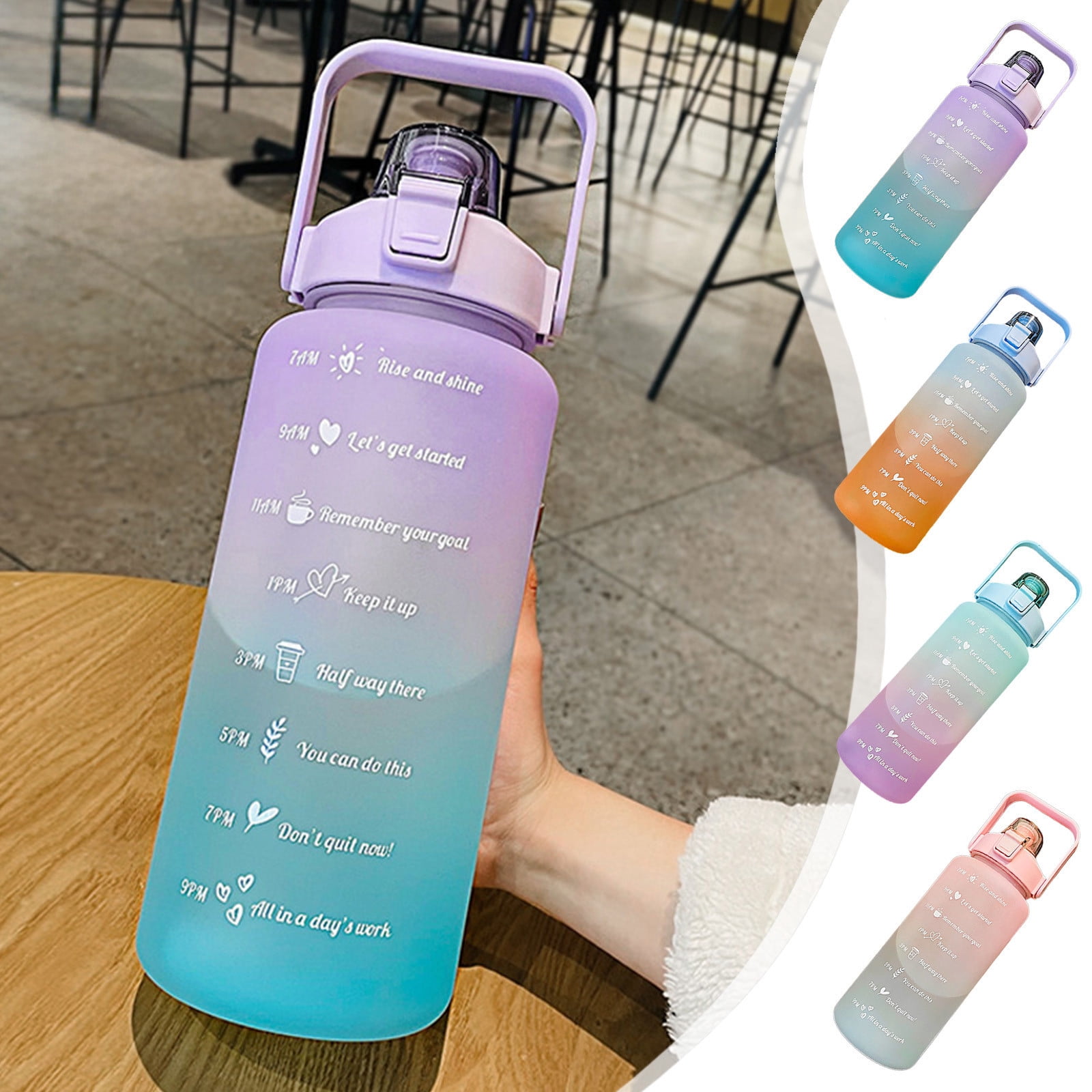 2L Gradient Matte Water Cup With Handle, Portable Large Capacity ...