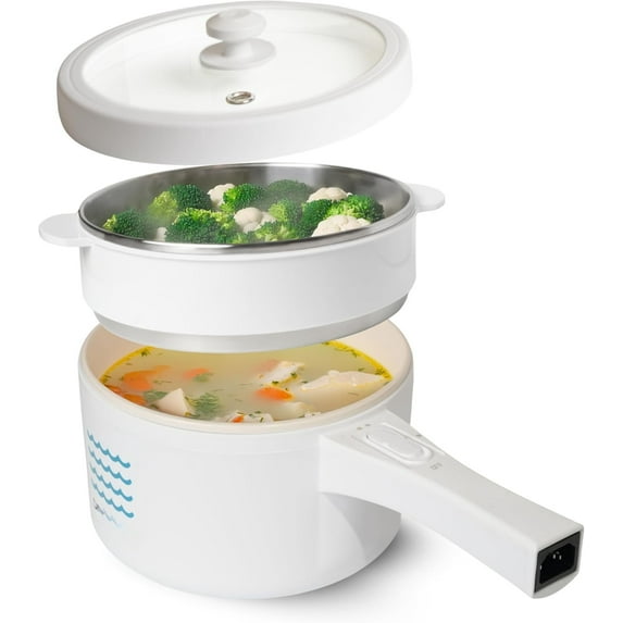 2L Hot Pot with Steamer, Portable Multi Cooker for Ramen, Eggs, Soup ...