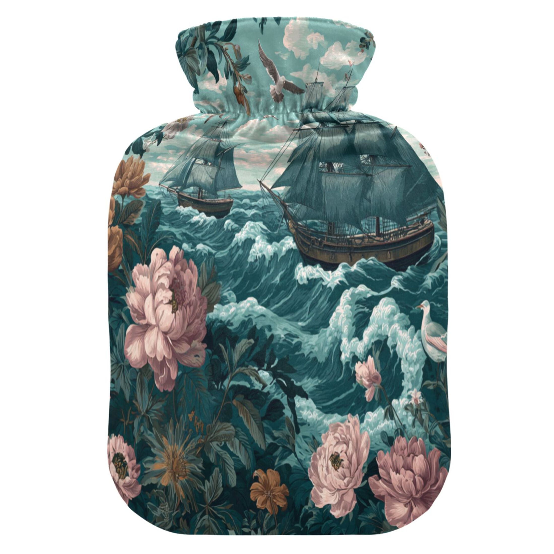 2L Hot Water Bottle with Soft Velvet Cover PVC Hot Water Bag for Pain ...