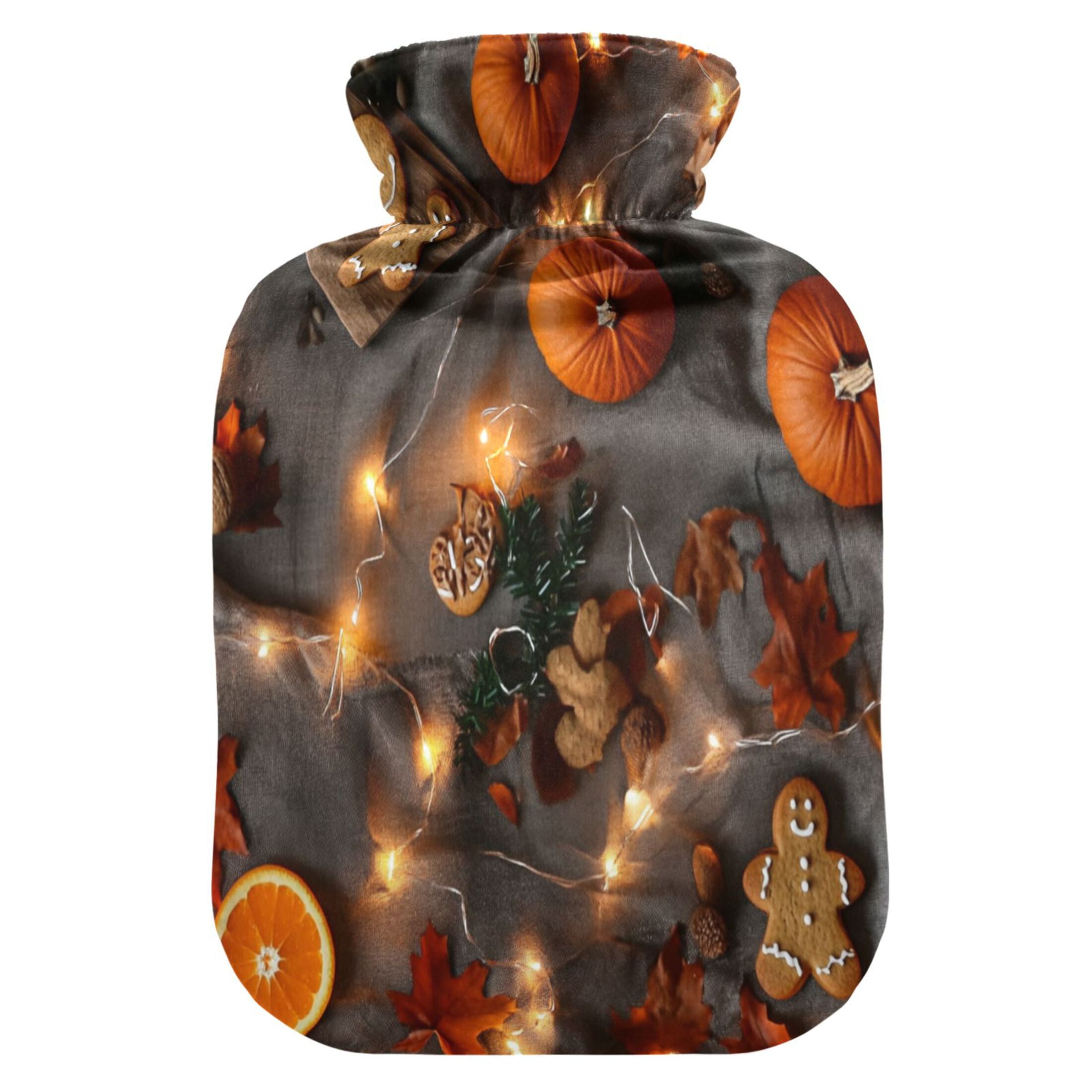 2L Hot Water Bottle with Soft Velvet Cover PVC Hot Water Bag for Pain ...