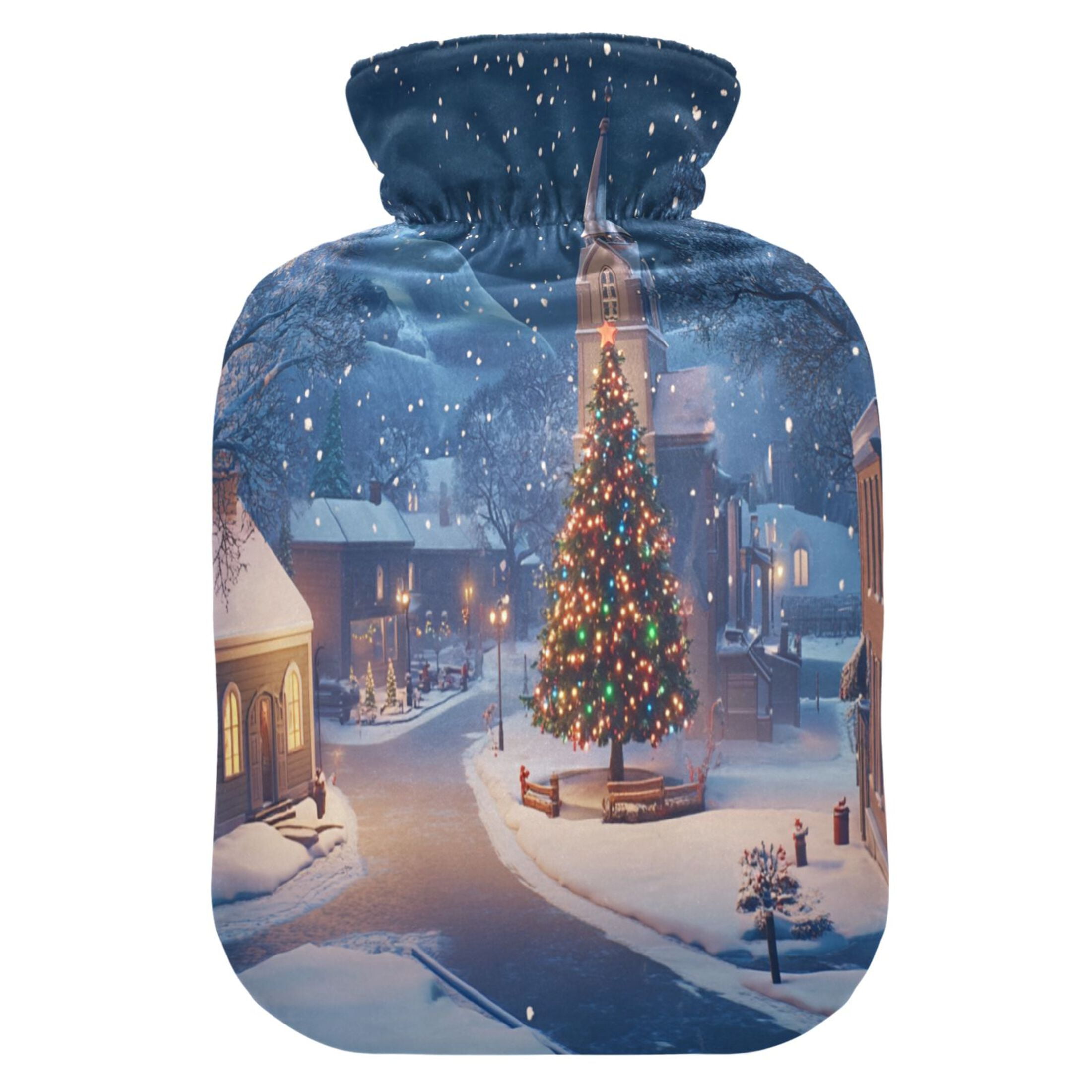 2L Hot Water Bottle with Soft Velvet Cover PVC Hot Water Bag for Pain ...