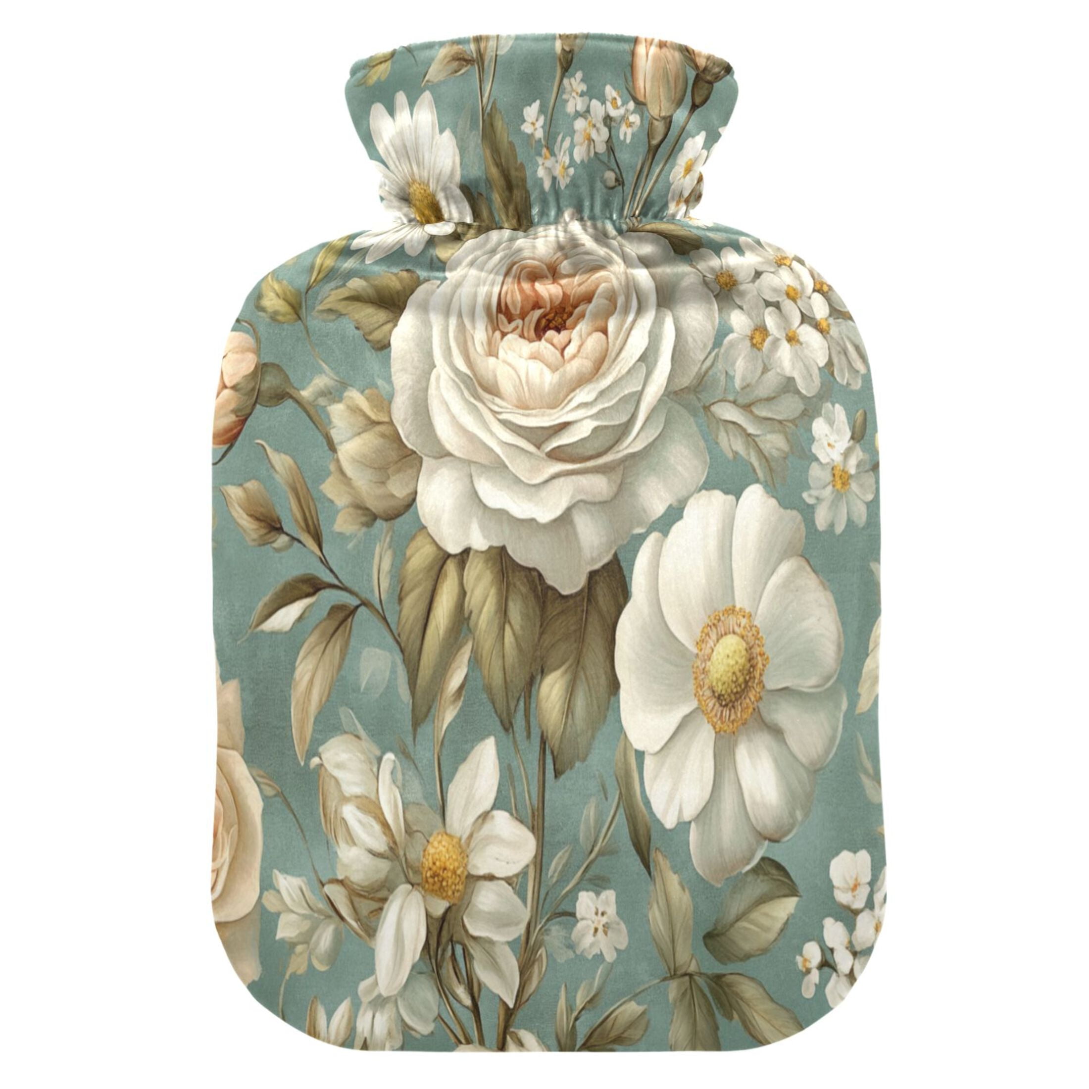 2L Hot Water Bottle with Soft Velvet Cover PVC Hot Water Bag for Pain ...