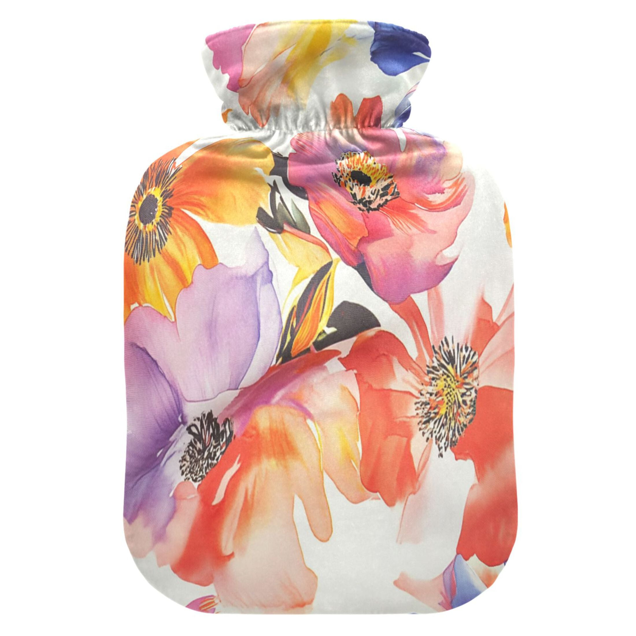 2L Hot Water Bottle with Soft Velvet Cover PVC Hot Water Bag for Pain ...