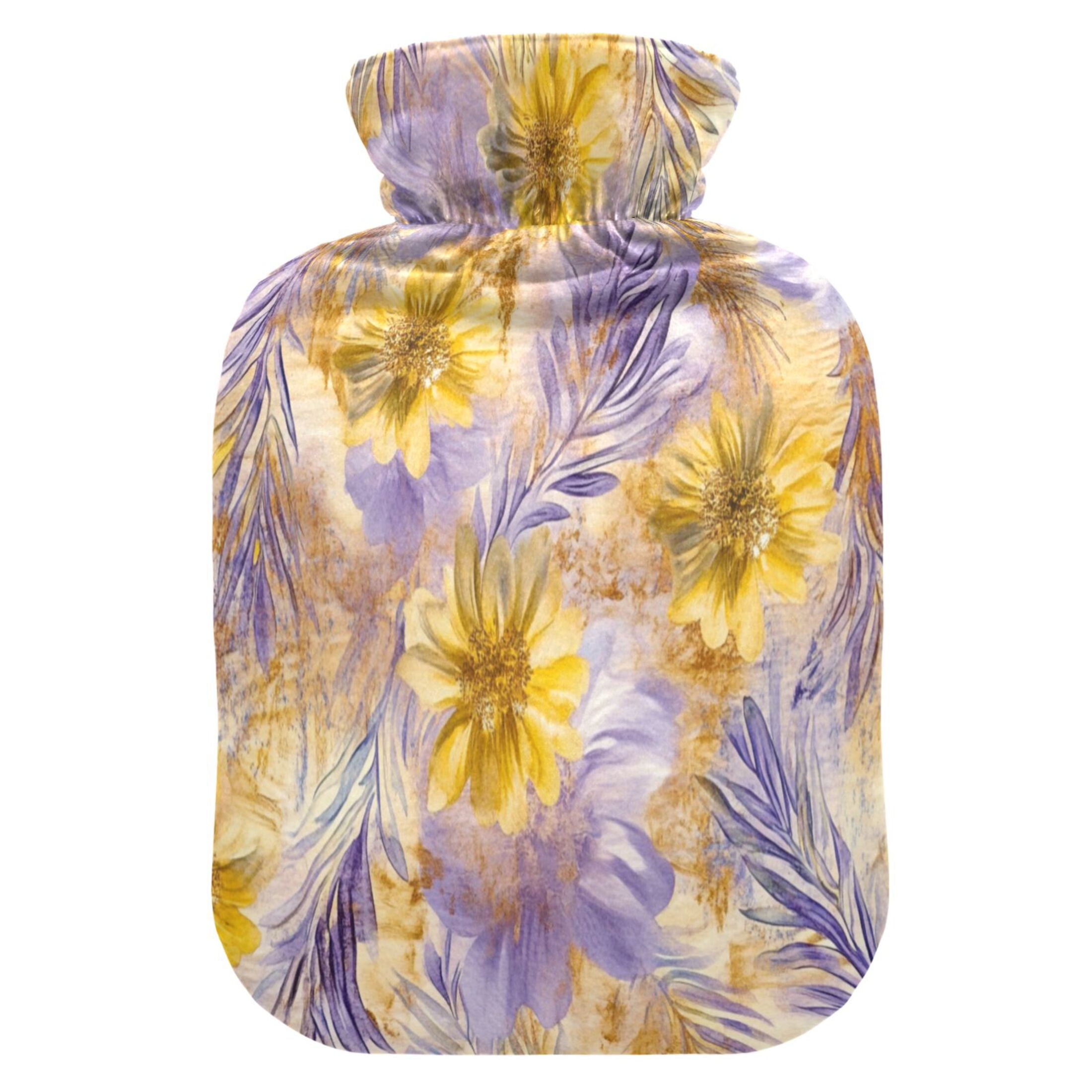 2L Hot Water Bottle with Soft Velvet Cover PVC Hot Water Bag for Pain ...