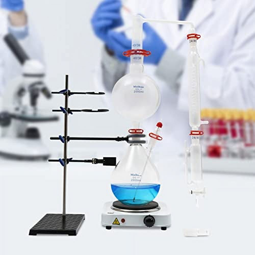 2L Lab Essential Oil Distillation Apparatus Glassware Kit w/Separatory ...