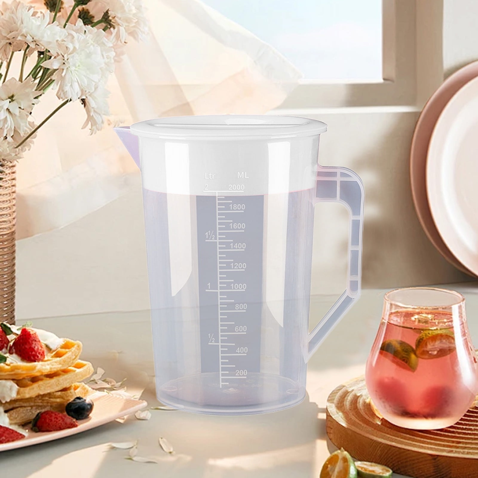 2L Large Capacity Clear Plastic Pitcher with Lid, Juice Pitcher Plastic ...