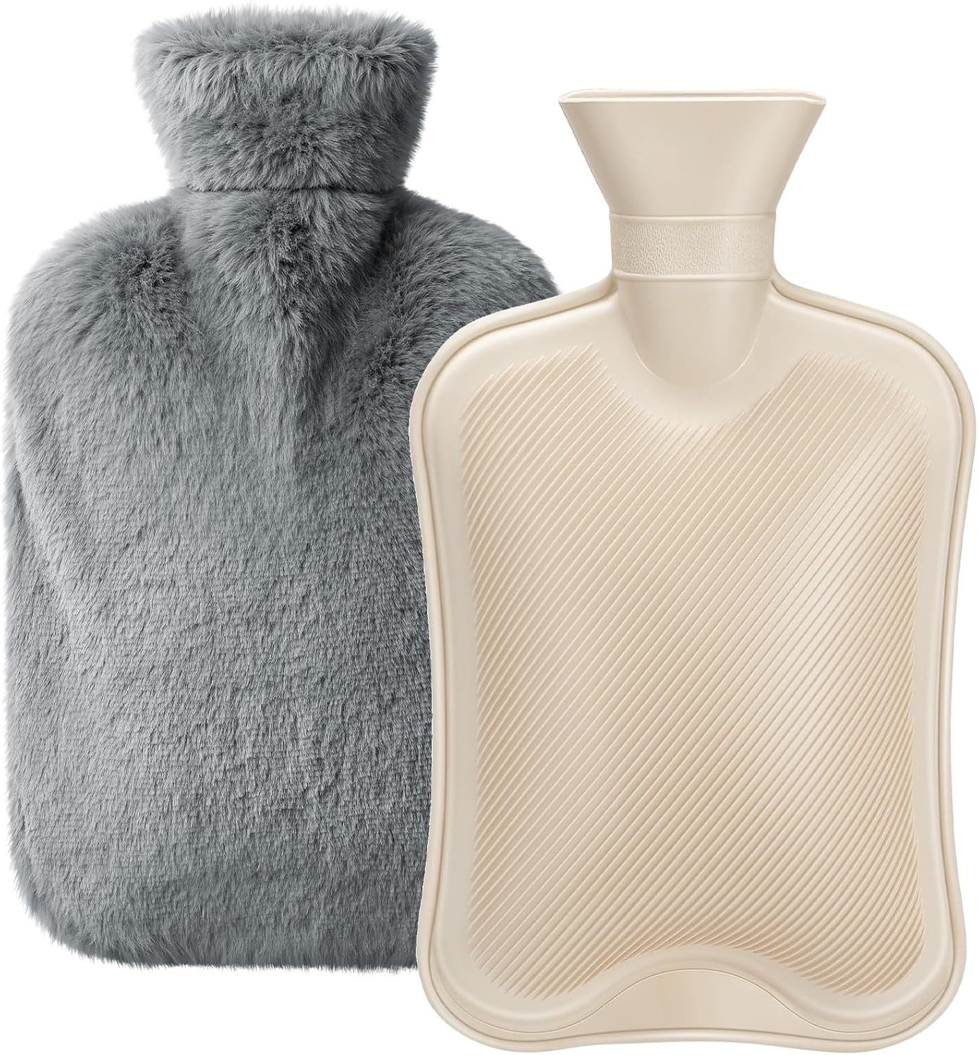 2L Natural Rubber Hot Water Bottle with Cover, Leakproof Design for Hot ...
