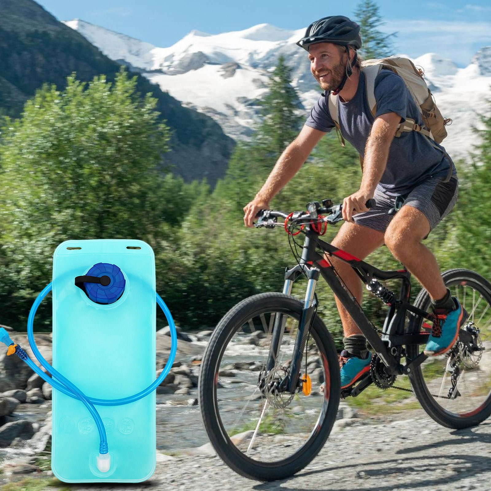 2L Portable Cycling Hydration Bladder - Blue EVA Water Reservoir with ...