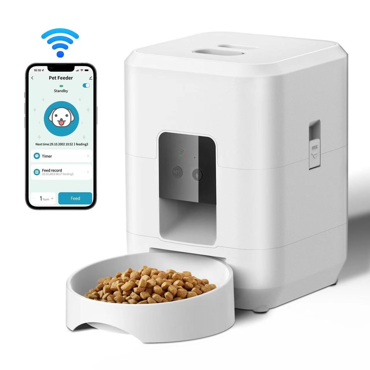 2L Smart Control Pet Feeder WIFI Feeders for Cats Remote Feeding cat ...