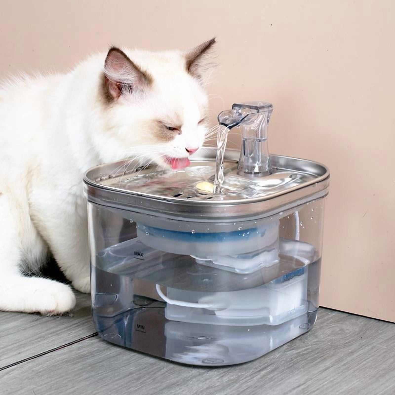 2L Smart Pet Water Fountain with Filter, BPA-Free Plastic, Transparent ...