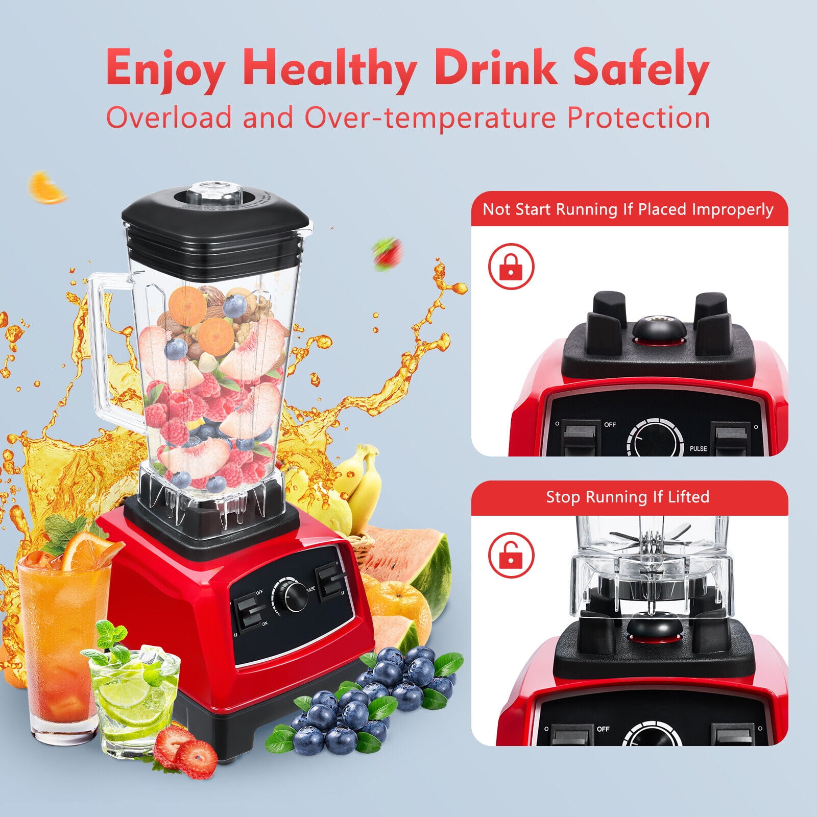 2L Smoothie Blender, Low Noise, Speed Adjustable, 2200W Professional ...