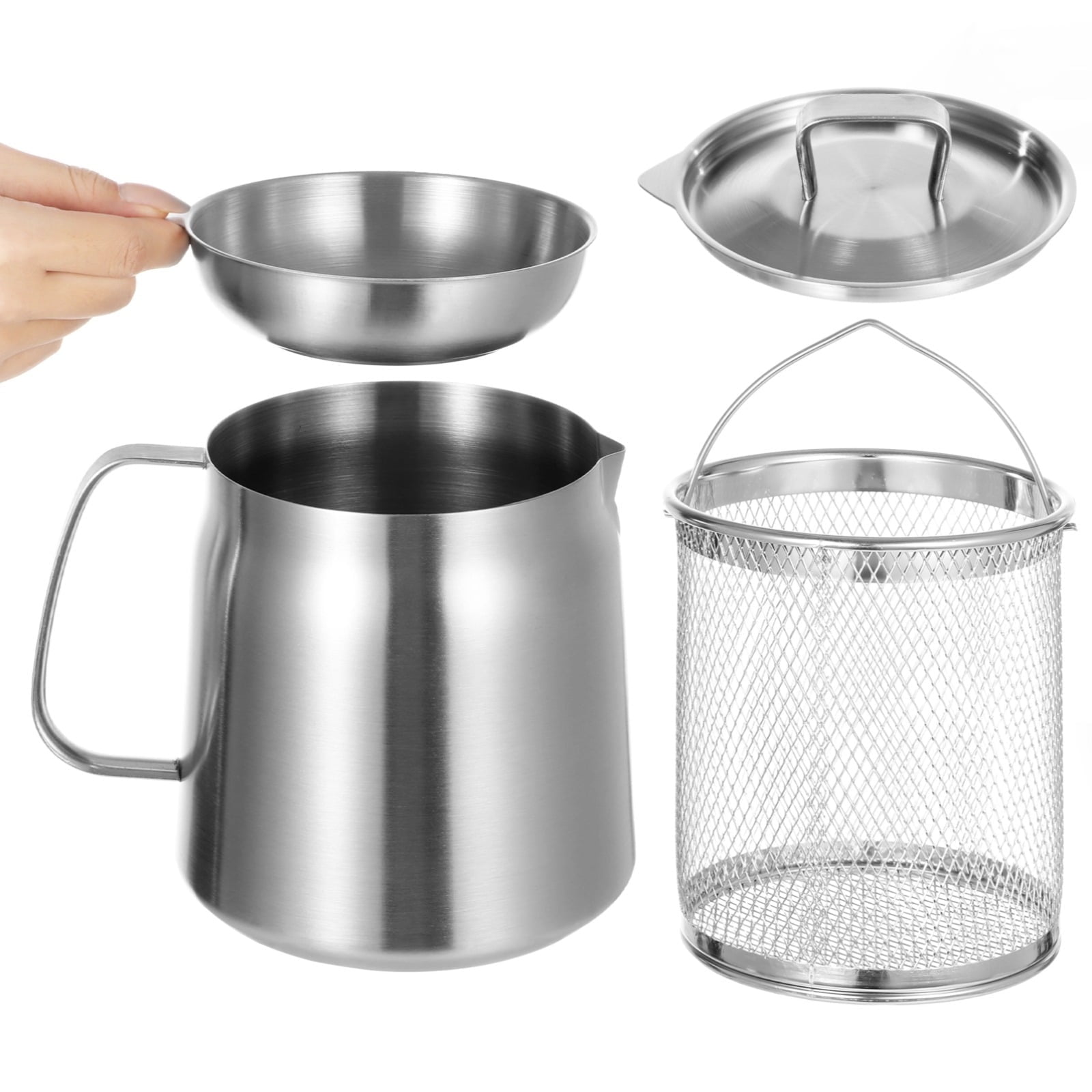 2L Stainless Steel Oil Filter Pot, Cooking Oil Filter Pot Container ...