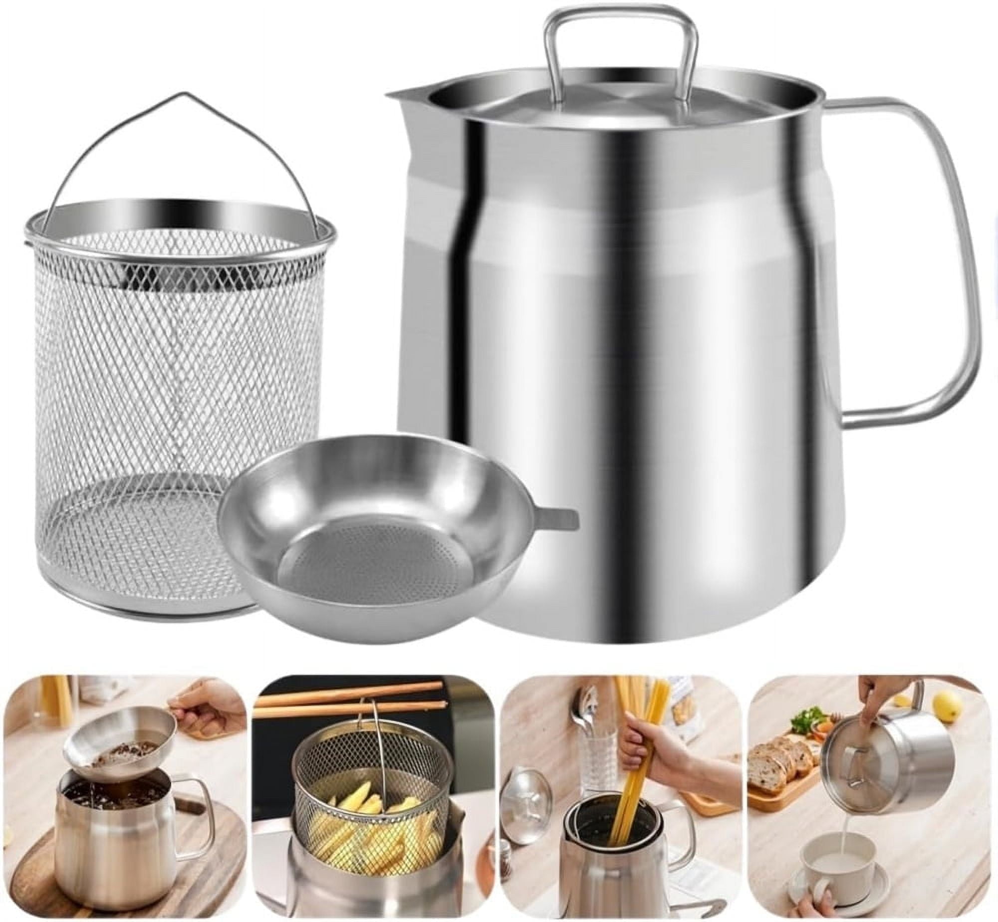 Customer reviews for 2L Stainless Steel Oil Filter Pot,Large Capacity ...