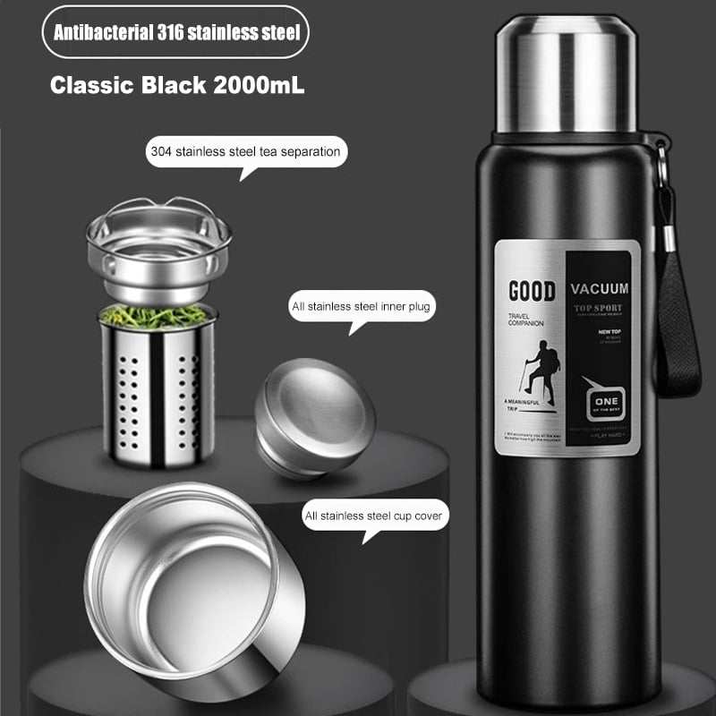 2L Stainless Steel Vacuum Thermos – Large Capacity Water Bottle for ...