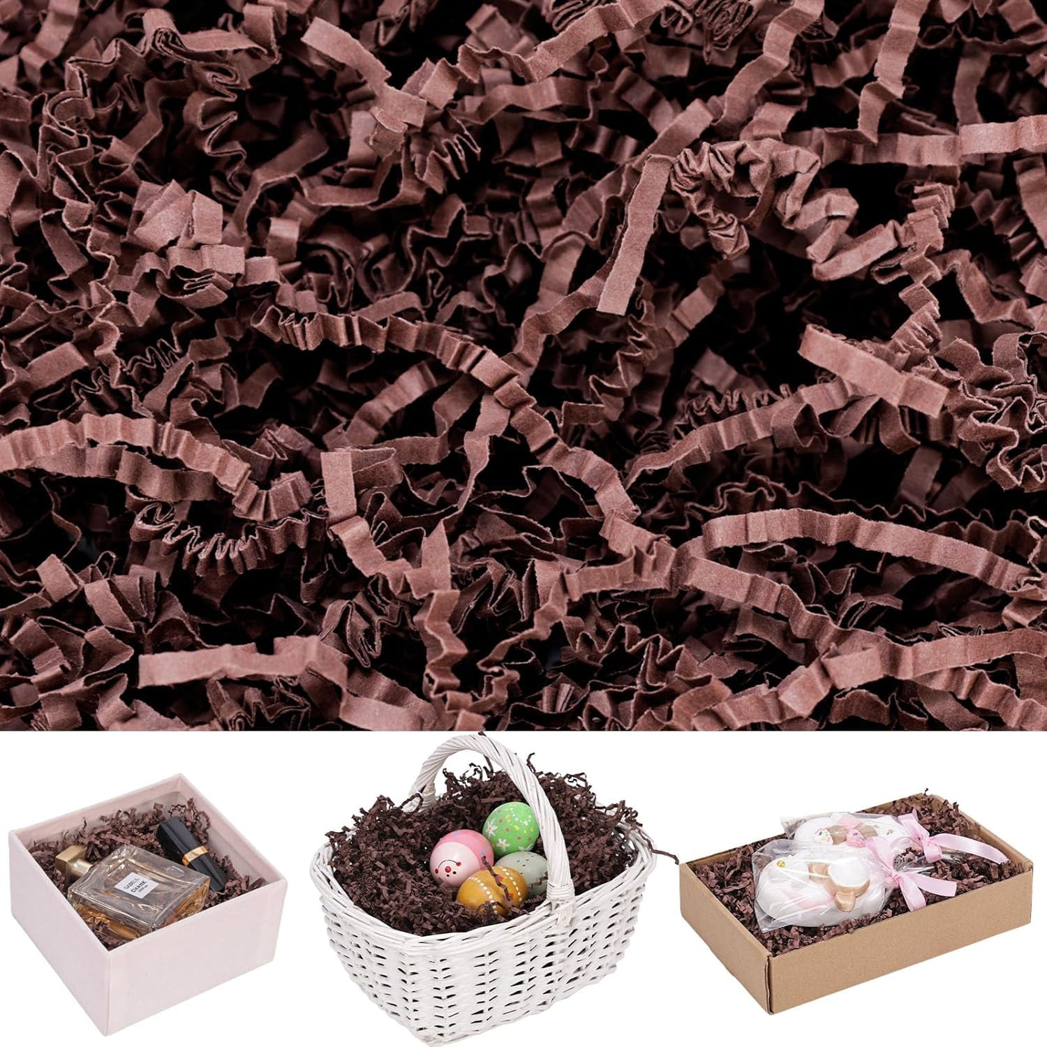 2LB Crinkle Paper Filler, Dark Brown Shredded Confetti Paper for Gift ...