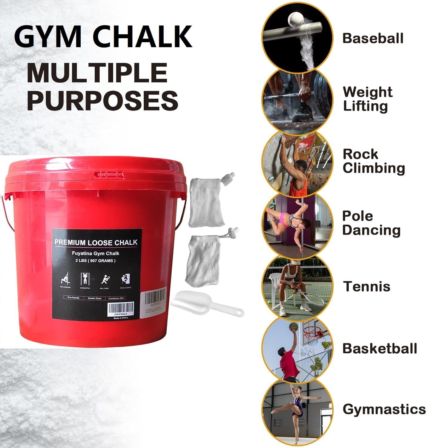 2LBS Bucket Loose Gym Chalk, Professional Climbing Chalk, Includes 2LBS ...