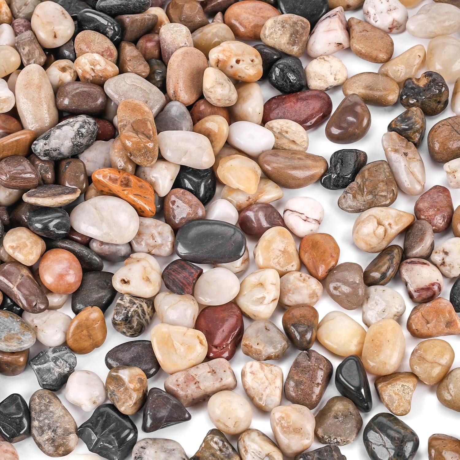 2Lb Mixed Color Polished Pebbles, Natural Decorative Smooth River Rocks ...