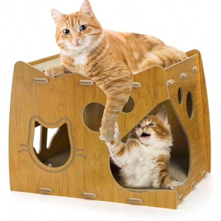 2Level Cat Scratcher House 2 In 1 Cat Cardboard House With Scratching ...
