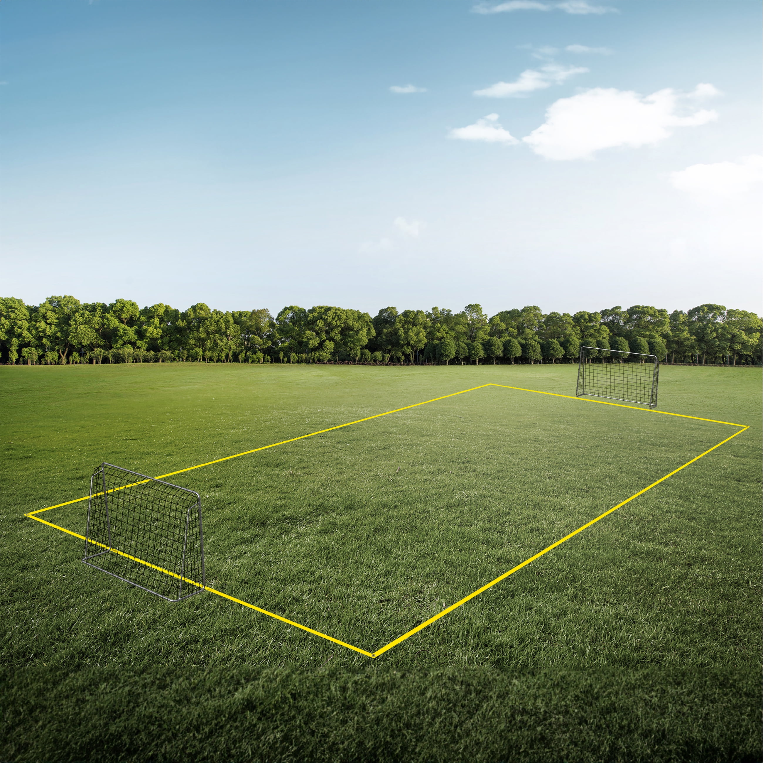 2M FOOTBALL GOAL WITH FIELD ROPE,GALVANIZED PIPE-INCLUDING TWO FOOTBALL ...