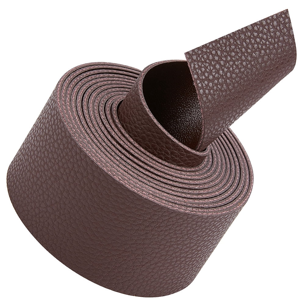 2M Flat Single Face Lychee Pattern Imitation Leather Band Coconut Brown ...