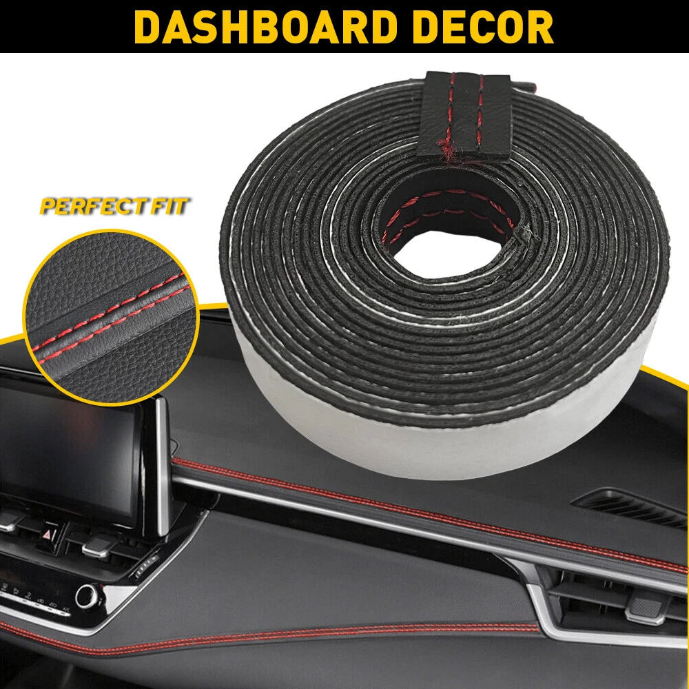 2M Pu Leather Car Dashboard Decor Line Strip Sticker Trim Moulding ...