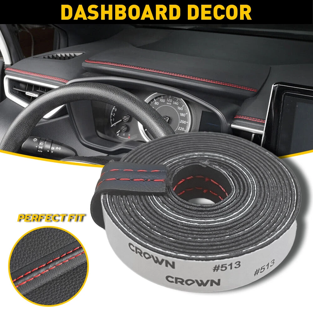 2M Pu Leather Car Dashboard Decor Line Strip Sticker Trim Moulding ...
