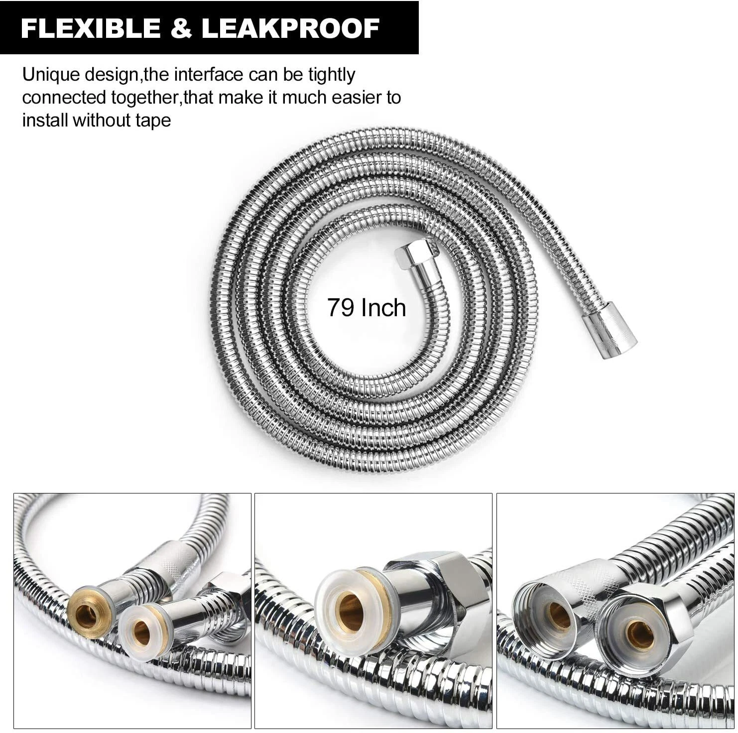 2M Shower Hose Handheld Extra Long Hoses Stainless Steel Bathroom ...