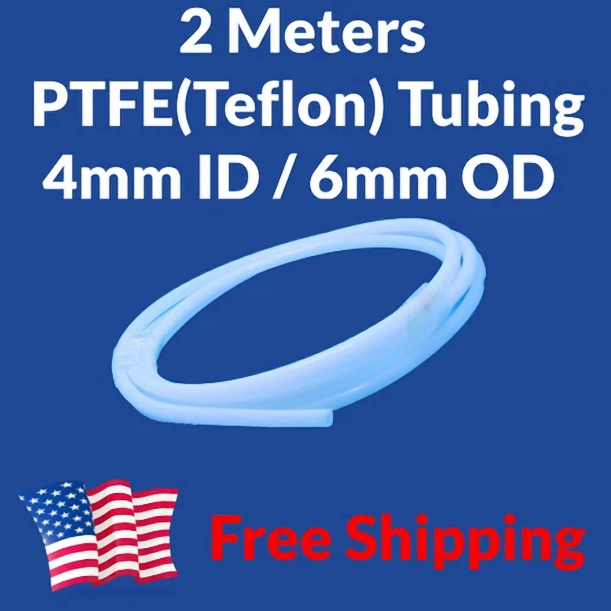 2M Teflon PTFE Tube Tubing + 2 PC6-M6 Fittings 4mm 6mm 4x6 Bowden Guide ...