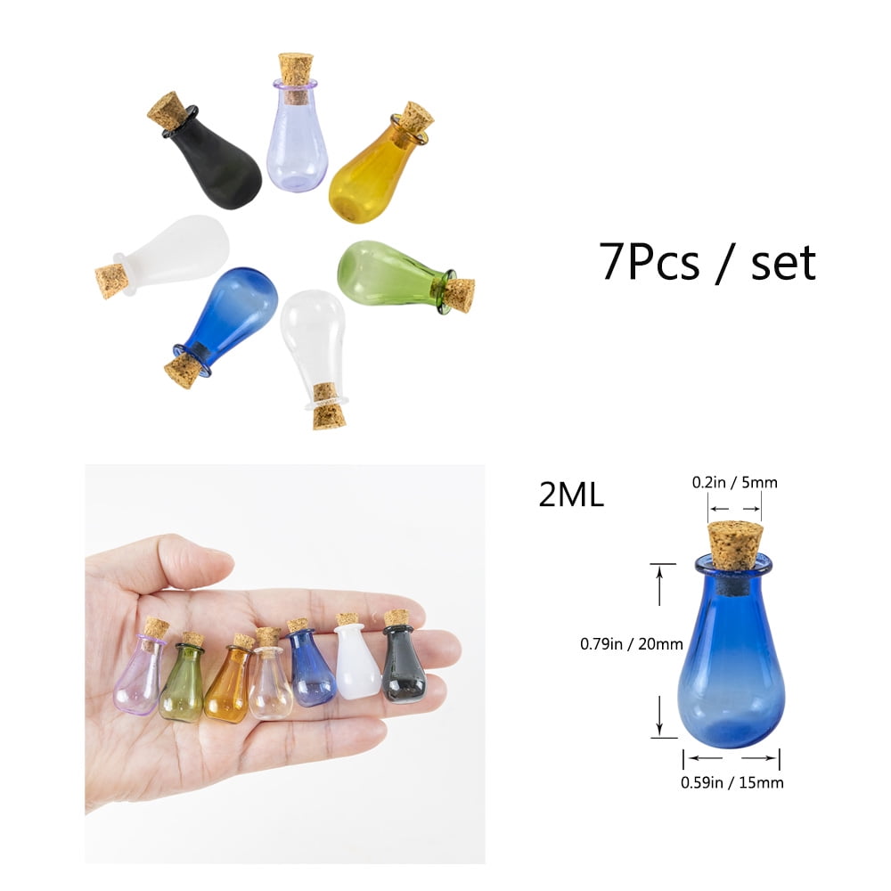 2ML Mini Glass Color Bottles Water Drop Vase Small Jars Vials Mini Cute ...