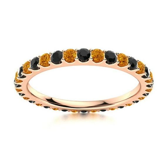2MM Round Citrine & Black Spinel 925 Sterling Silver Rose Plated ...