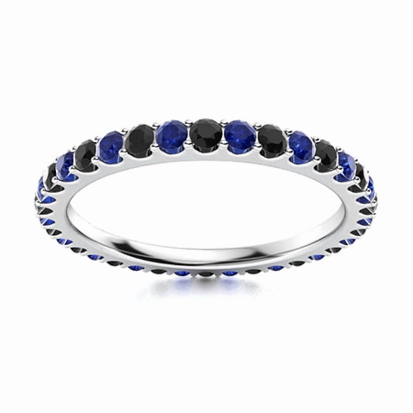 2MM Round Shape Tanzanite & Black Spinel 925 Sterling Silver Full ...