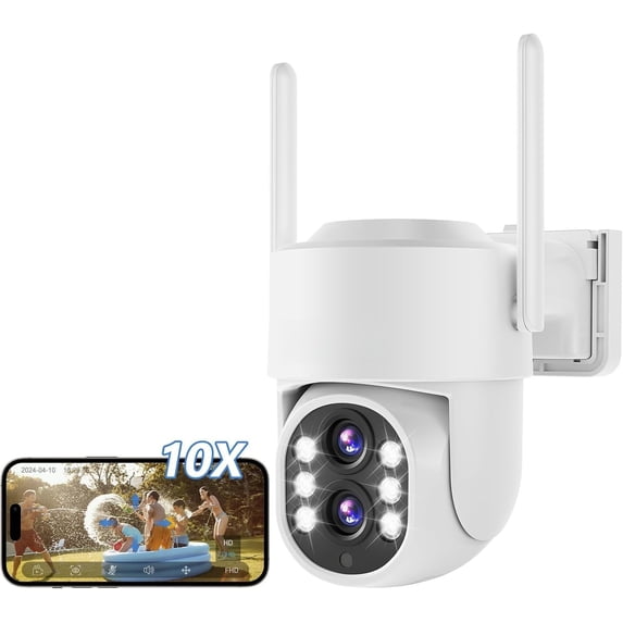 2MP Dual Lens Camera, WiFi 2.4/5GHz Outdoor Cameras Plug&Play for 10X ...