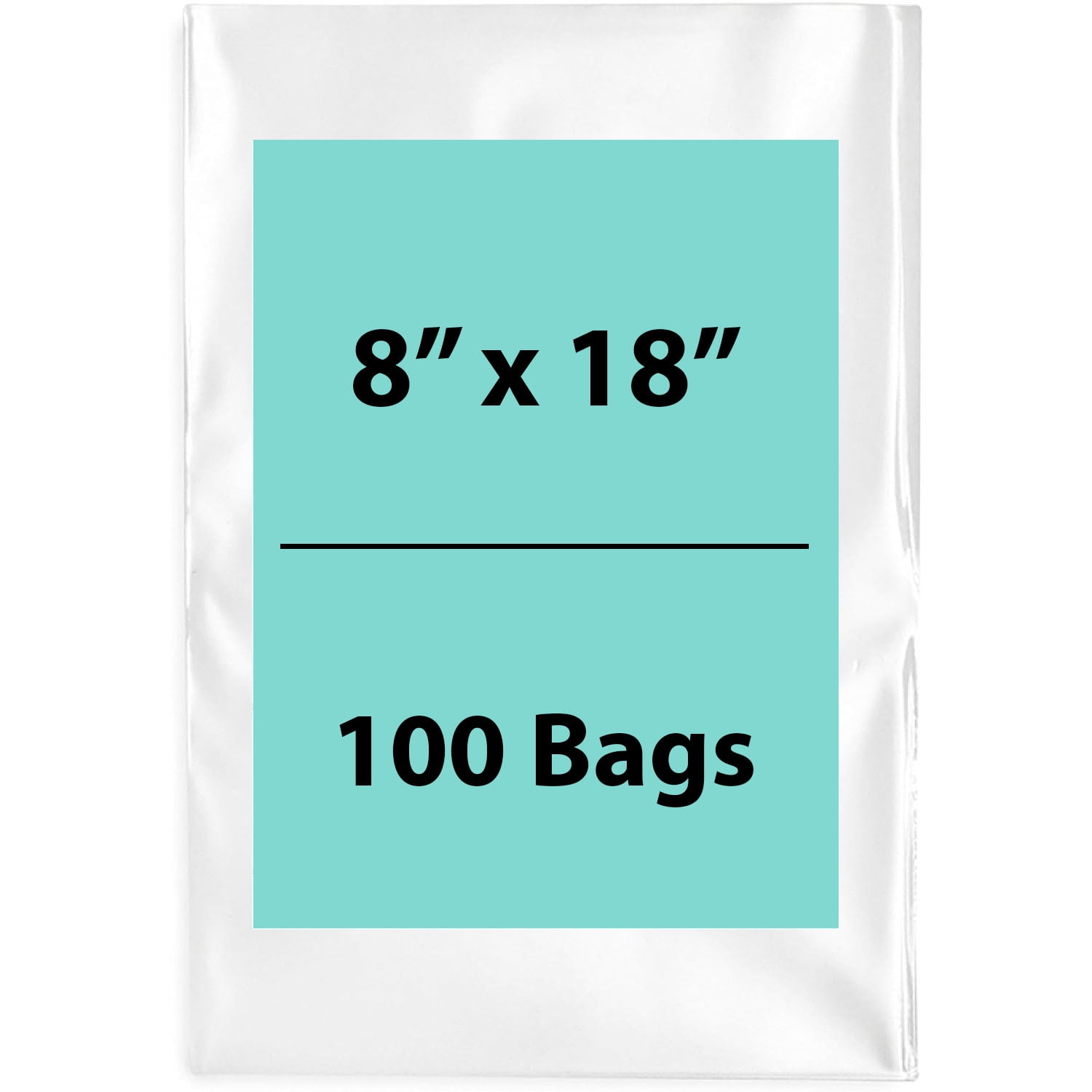 2Mil Clear Flat Open Top Poly Bags LDPE Packaging - 8"X18" & (100 Bags ...