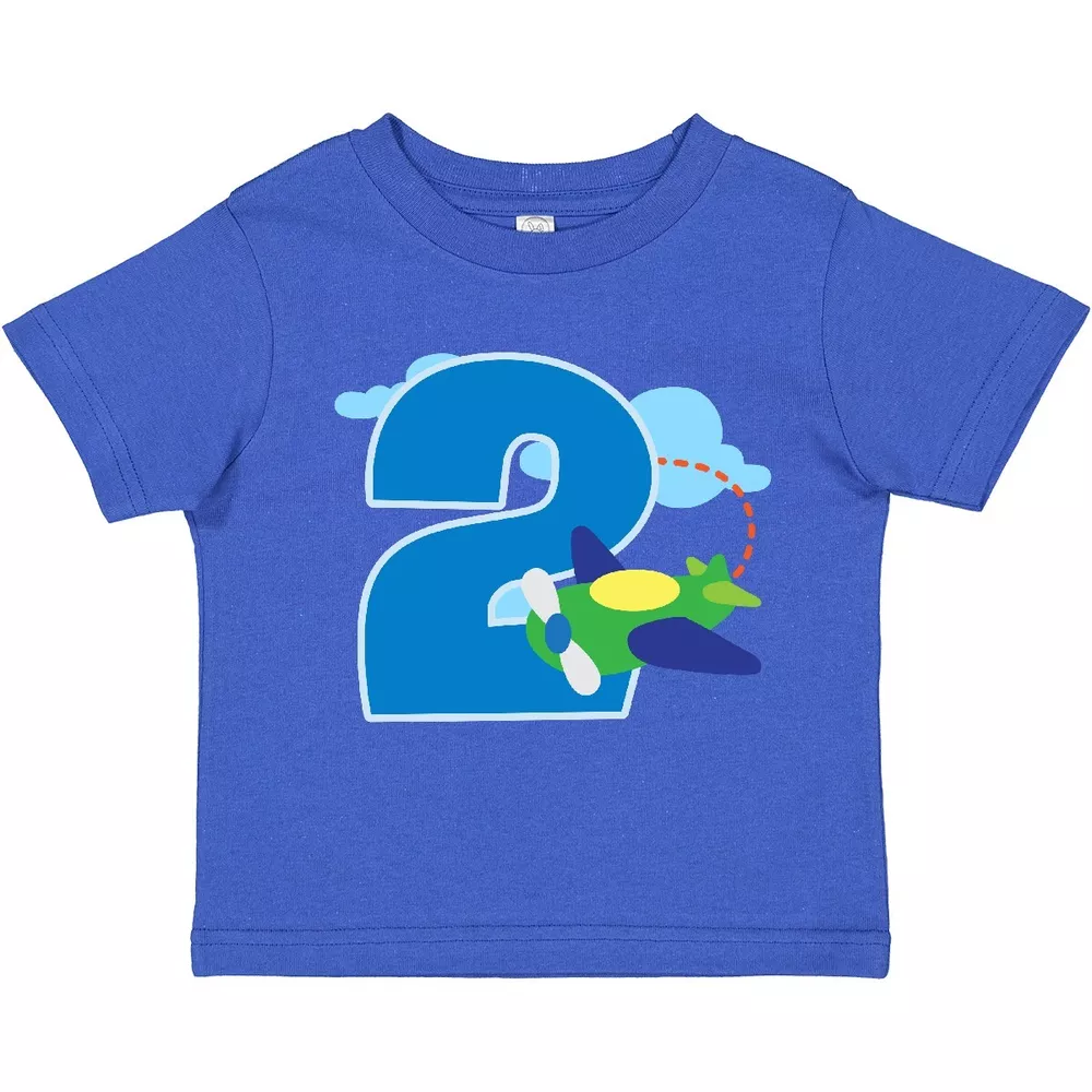 2Nd Birthday Airplane Boys 2 Year Old Toddler T-Shirt Happy Two Im Big ...