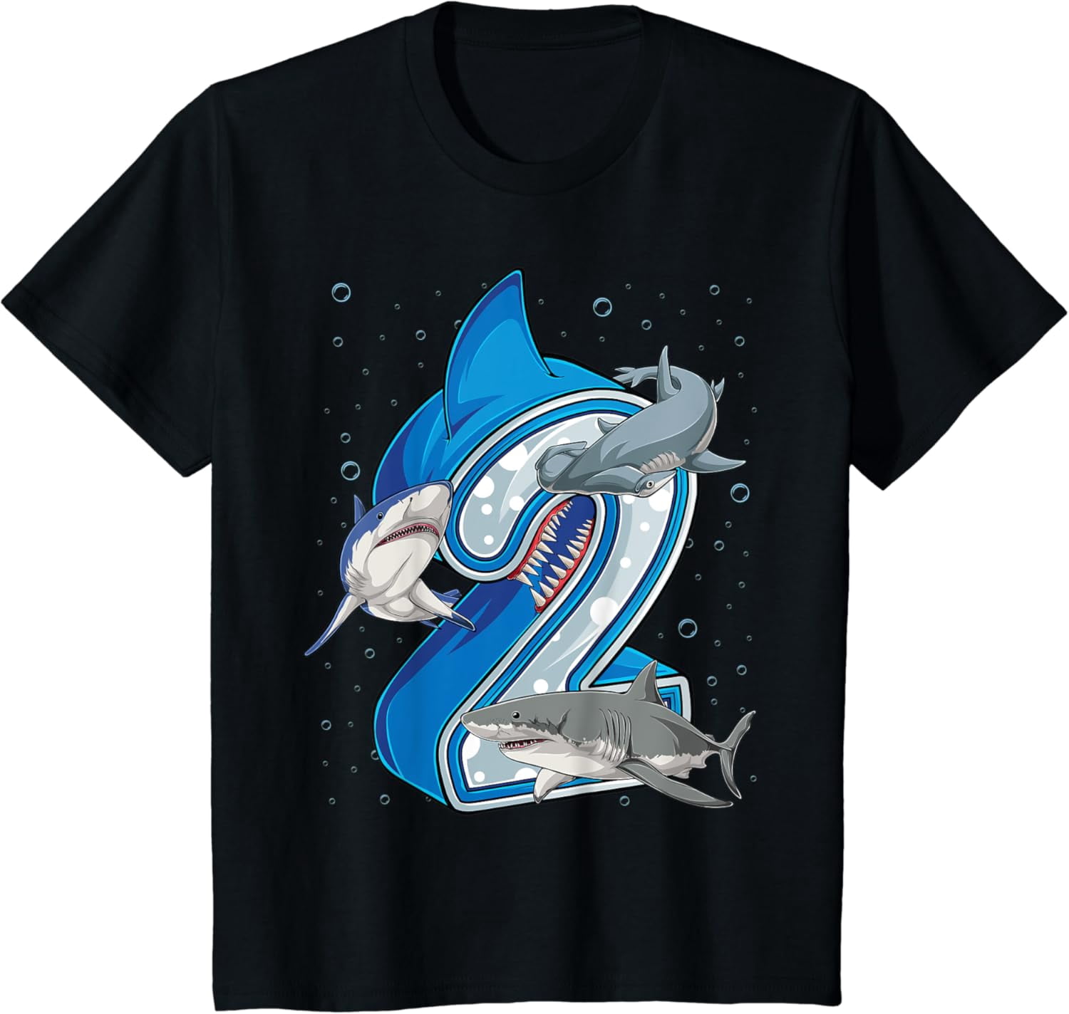 2Nd Birthday Boys Shark 2 Years Old Ocean Shark B Day T Shirt - Walmart.com