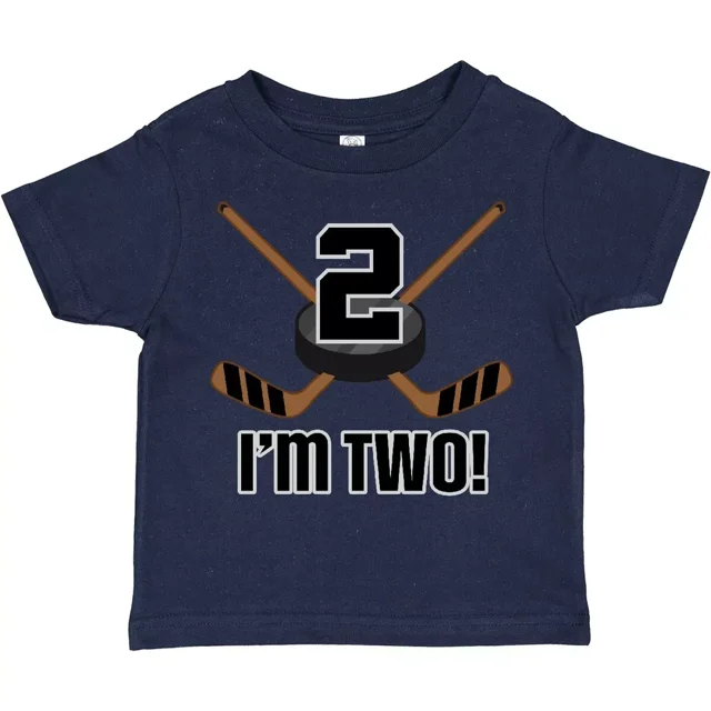 2Nd Birthday Ice Hockey Sports Party Boys Toddler T-Shirt Two 2 Year ...