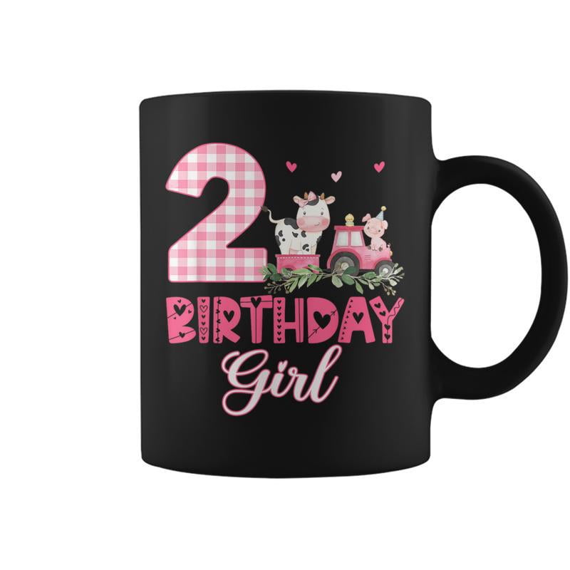 2Nd Birthday Outfit Girl Two Year Old Farm Cow Pig Tractor Coffee Mugs ...