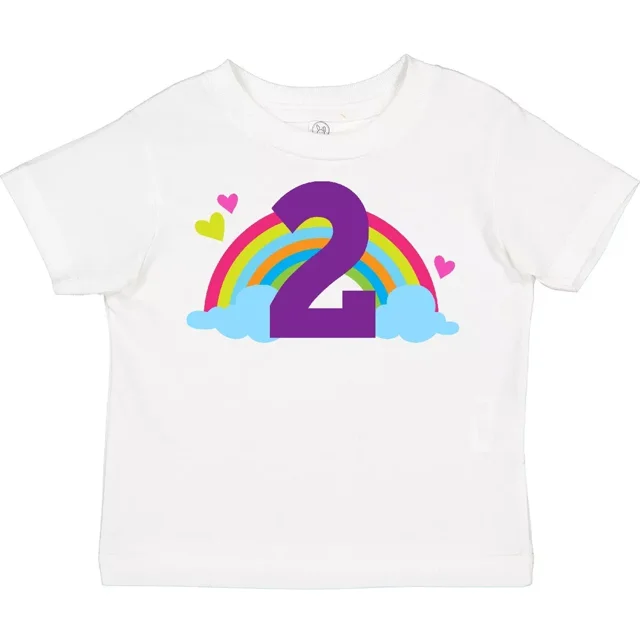 2Nd Birthday Rainbow Cute Girls Toddler T-Shirt Second Two Turning Old ...
