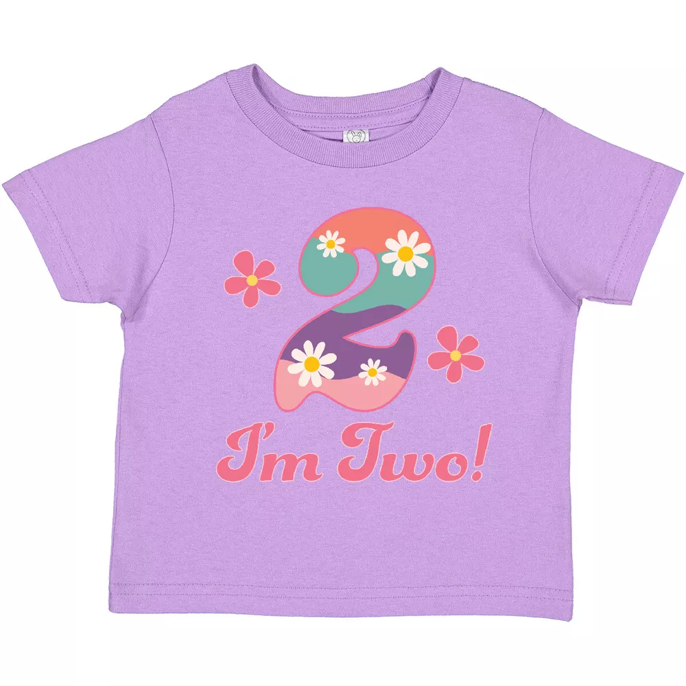 2Nd Birthday Retro Flowers 2 Year Old Girl Toddler T-Shirt Vintage Kid ...