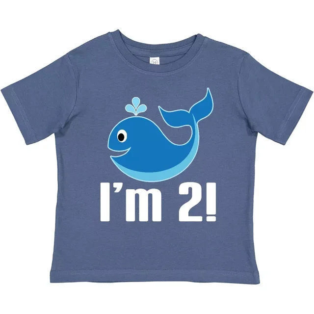 2Nd Birthday Whale 2 Year Old Boy Toddler T-Shirt Im Two Boys Party Baby Clothing, Cute Baby ...