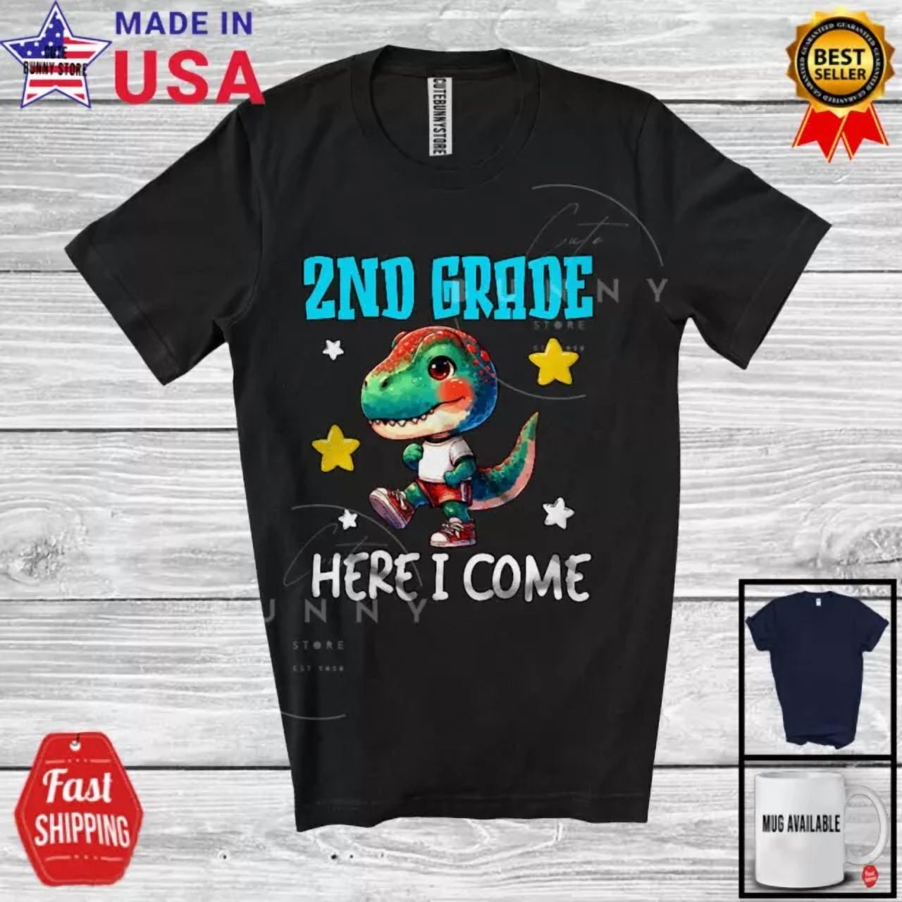 2Nd Grade Here I Come; Colorful Back To School T-Rex; Boys Students T ...