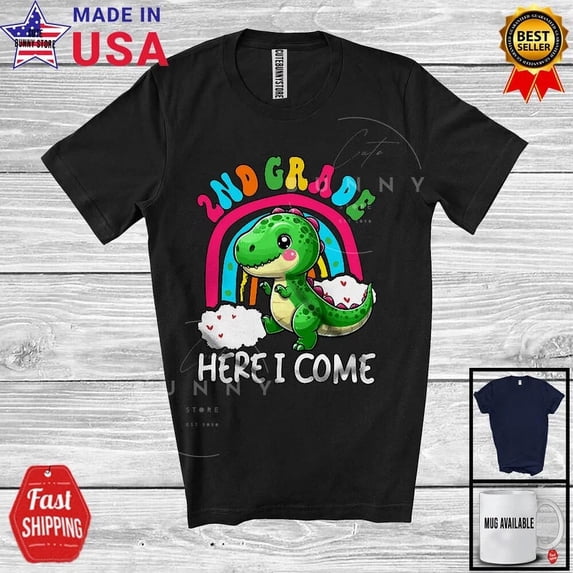 2Nd Grade Here I Come; Lovely Back To School T-Rex Rainbow; Girls ...