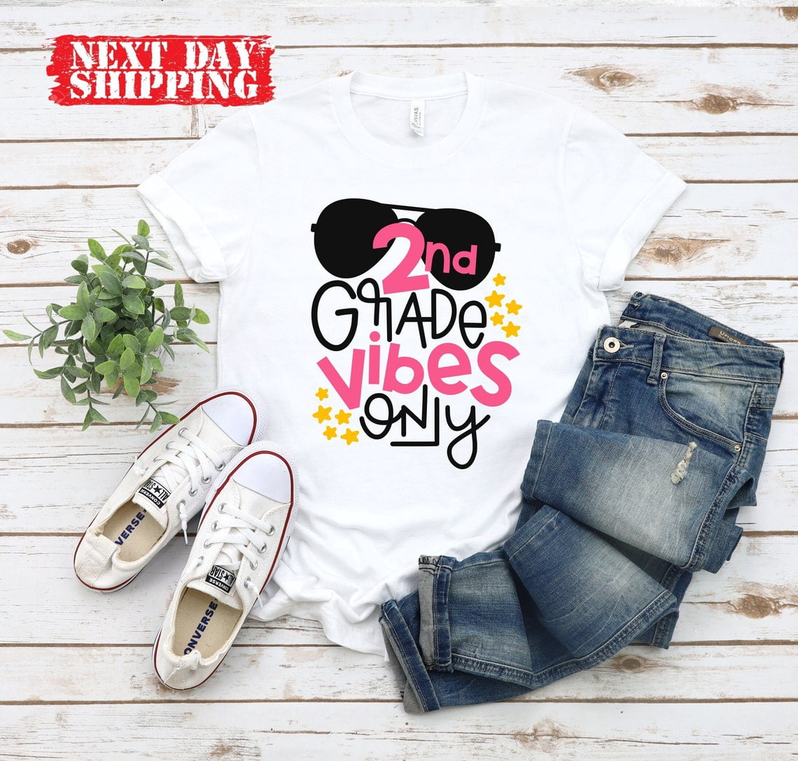 2Nd Grade Vibes Only Tshirt, Second Grade Sunglasses Shirt, Back To ...