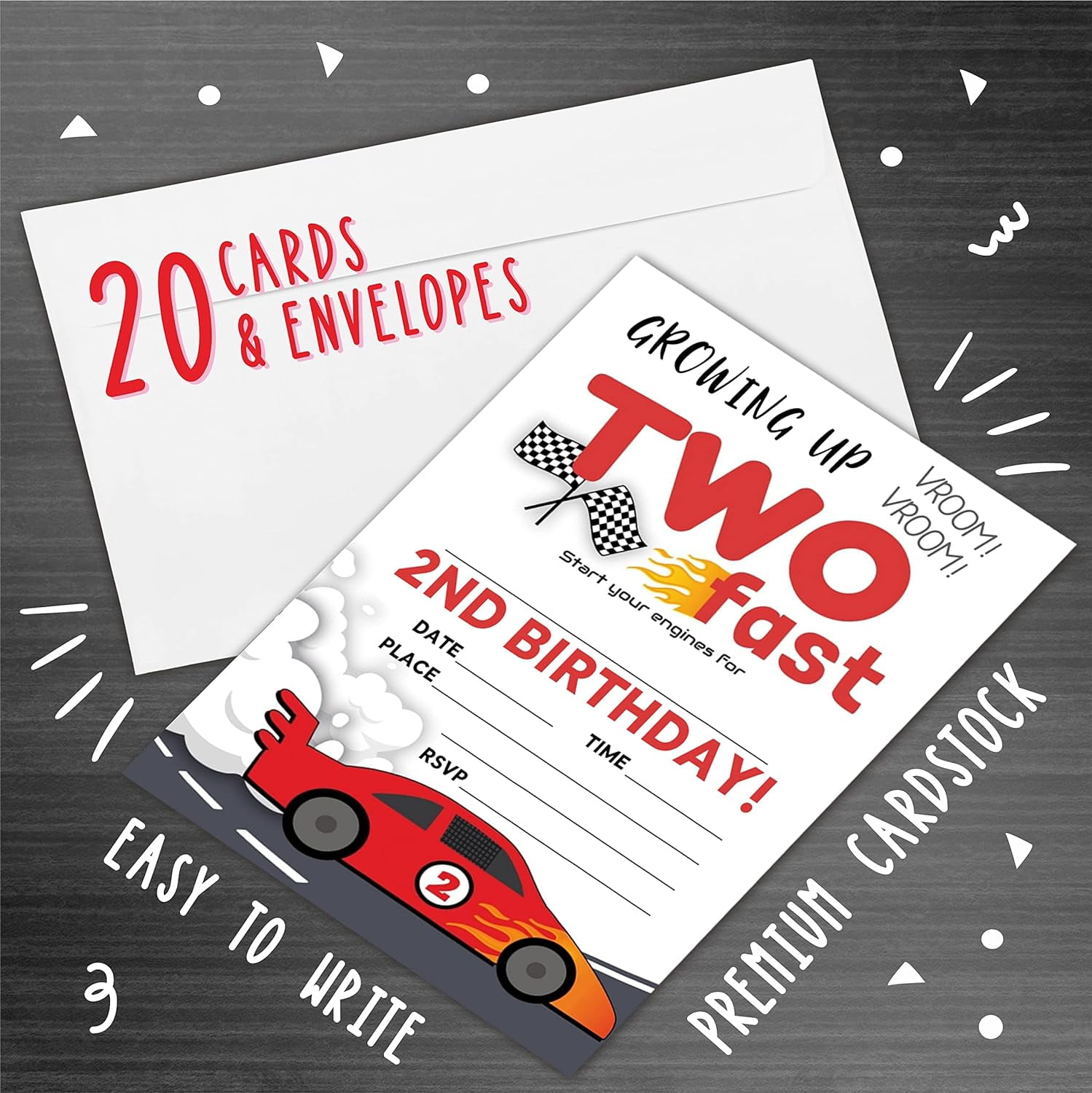 2Nd Race Car Birthday Party Invitation,Growing Up Two Fast Party ...